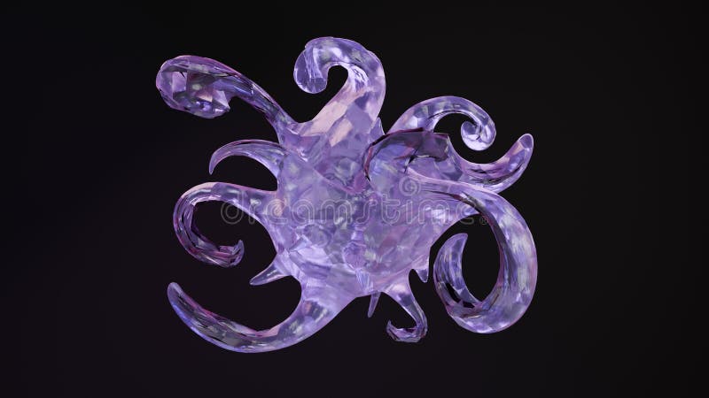 Pink Purple (violet) Crystal Statue with Octopus Tentacles Stock ...
