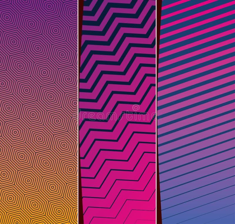Pink Purple Yellow Gradient and Pattern Backgrounds Frames Set Vector ...