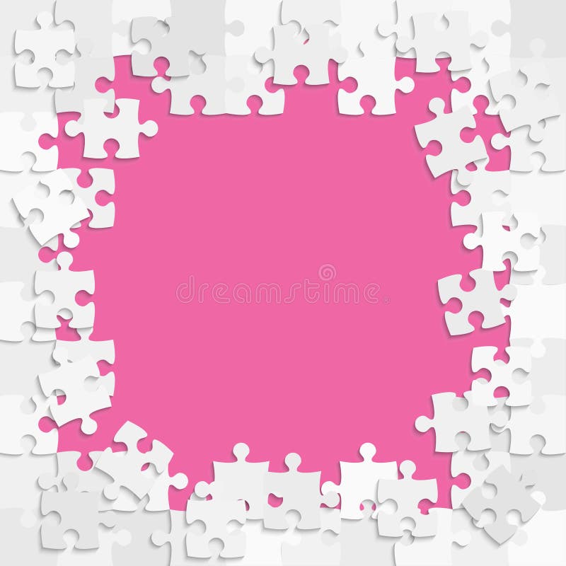 The Pink Puzzle Frame. Puzzle Pieces Banner . Stock Vector ...