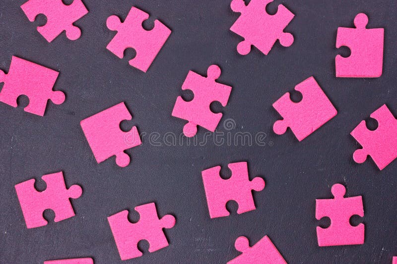 Pink Puzzle Pieces Scattered Dark Background Stock Photos - Free ...