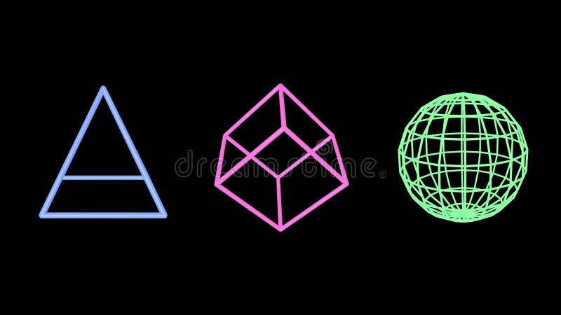 Pink Pyramid, Blue Cube and Green Sphere Edges Stock Footage - Video of ...