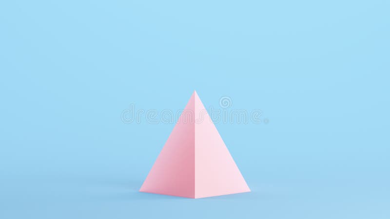 Pink Pyramid Geometric Shape Solid Face Structure Kitsch Blue ...