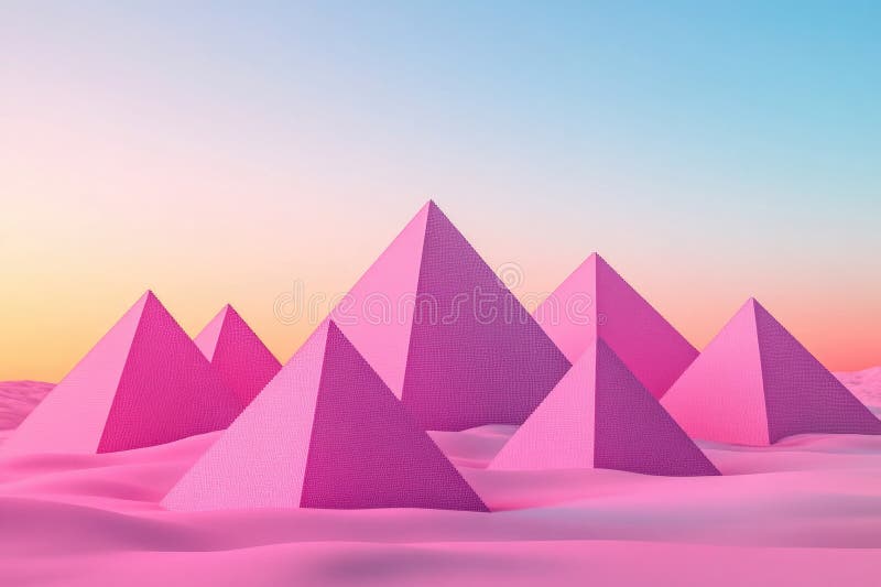 Pink Pyramids in Desert stock photo. Image of sandy - 379872620