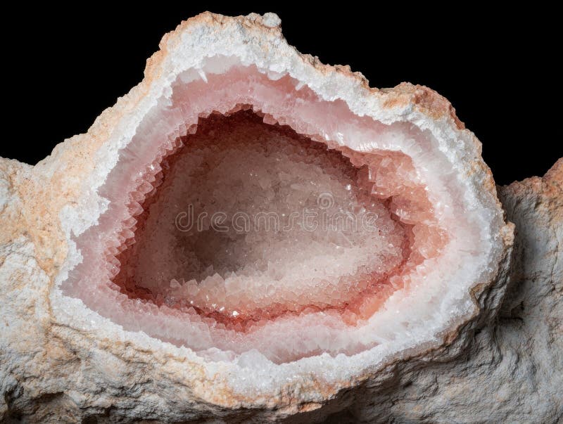 Pink Quartz Geode with Crystals Inside Stock Illustration ...