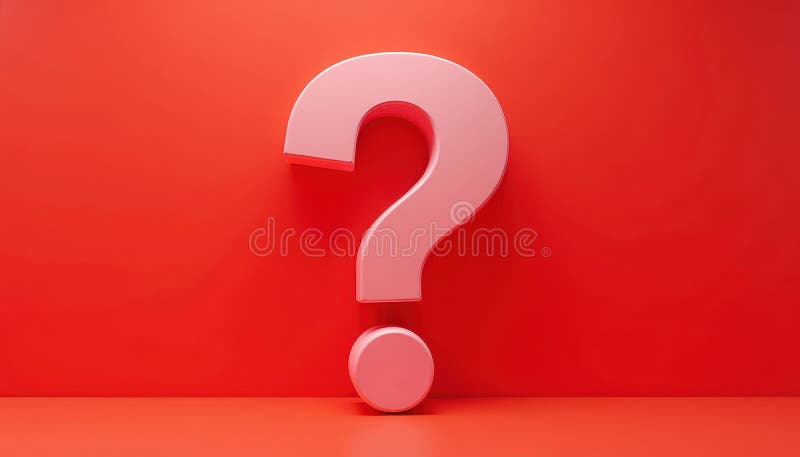 Pink Question Mark Standing Against a Bold Red Background. Stock ...