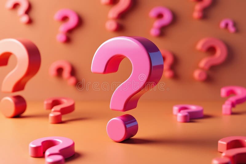 Pink Question Marks Scattered on Peach Background, Representing ...