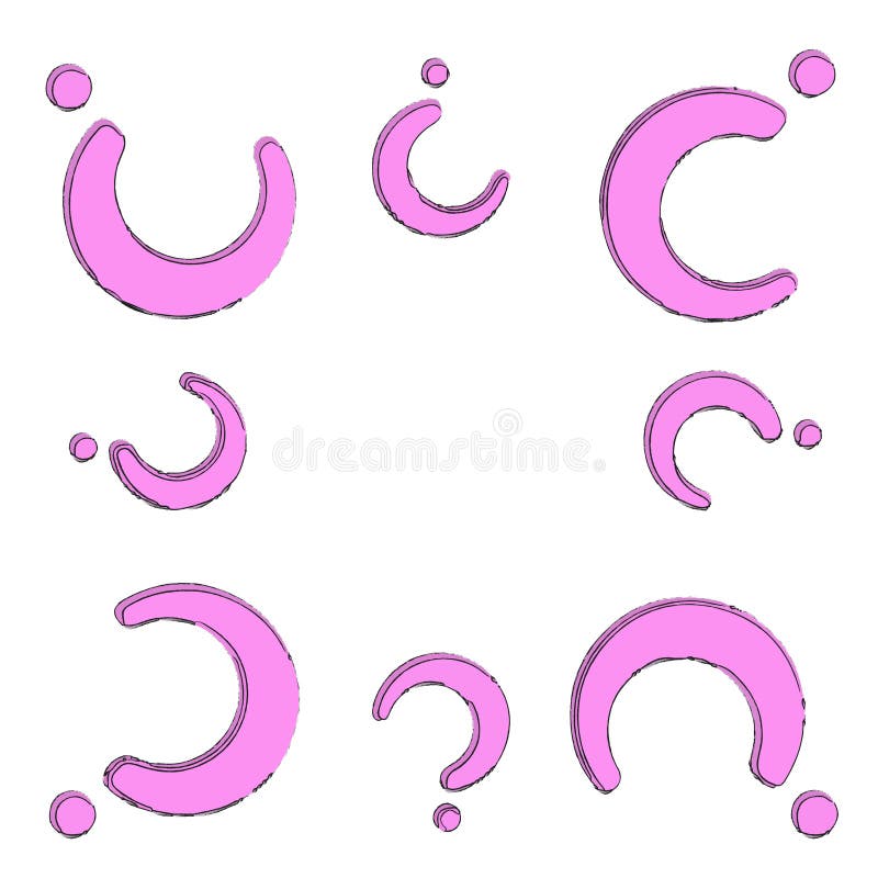 Pink Question Marks on a White Background with Space for Text in the ...