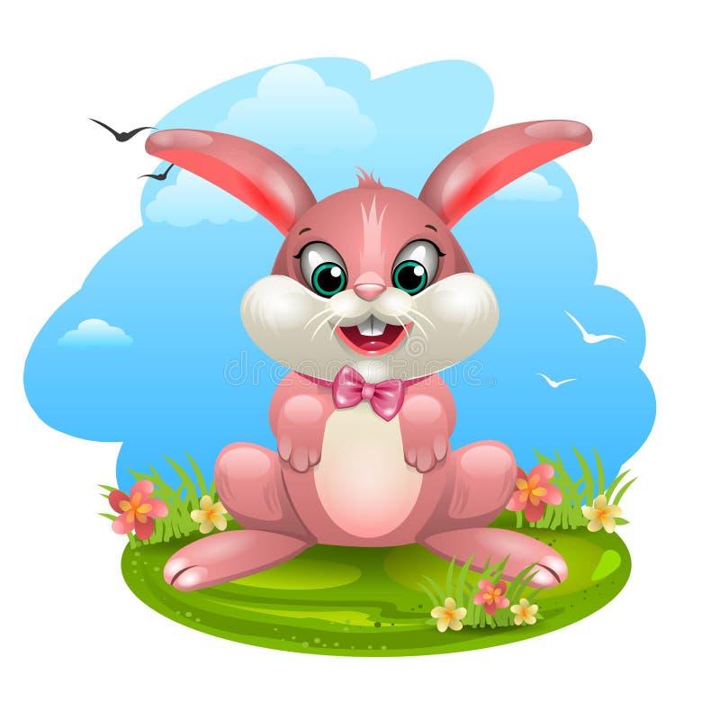Pink rabbit stock vector. Illustration of cartoon, smiling - 58881574