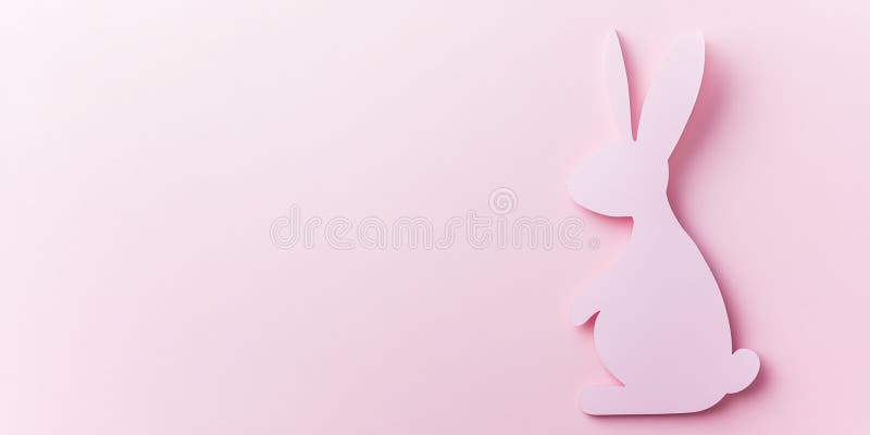 Pink Rabbit Silhouette on Light Pink Background Illustrating Minimalist ...