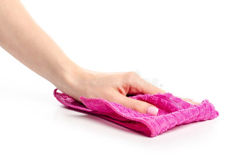 The pink rag cloth in hand stock image. Image of fiber - 135936379
