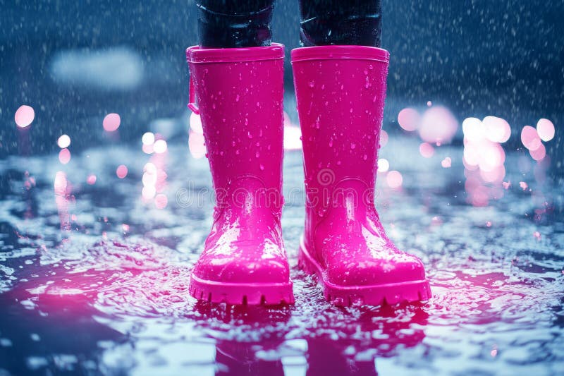 Pink Rain Boots Night City Stock Photos - Free & Royalty-Free Stock ...