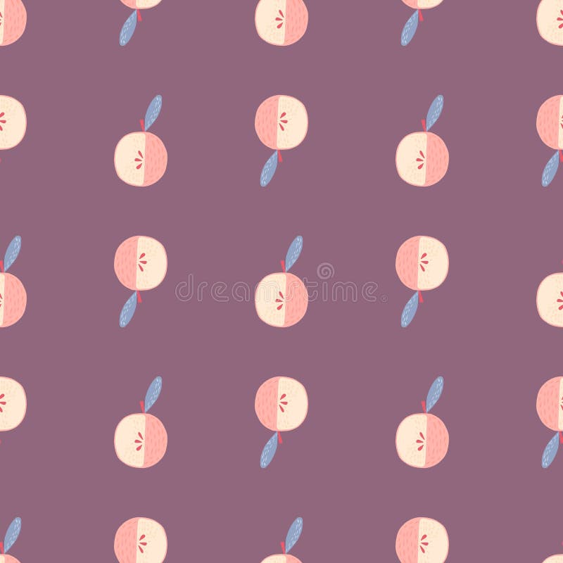 Pink Random Seamless Pattern with Apple Shapes. Purple Background Stock ...