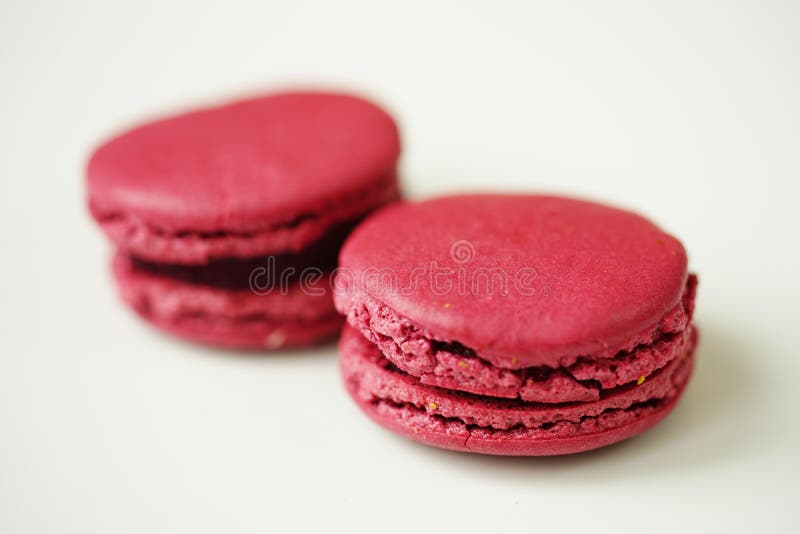 Pink Raspberry Macaron Cookies Stock Photo - Image of round, white ...