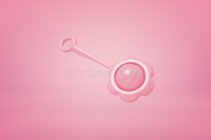 Pink Rattle on Plain Background Stock Photo - Image of gentle, infancy ...