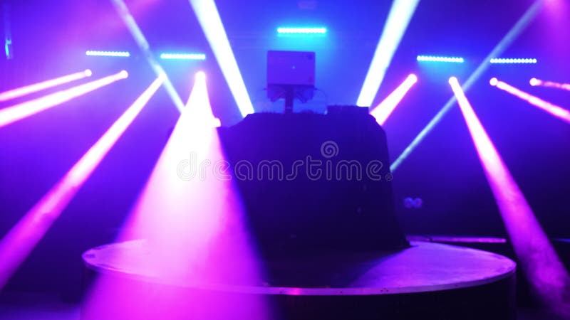 Pink Rays of Light in the Night Club Empty Dance Floor Static Wide ...