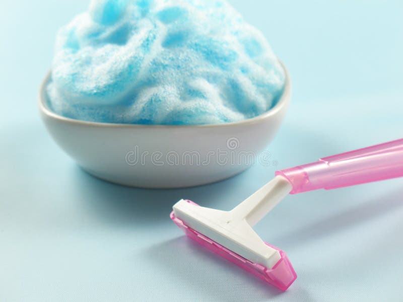 Pink Razor and Shaving Gel stock image. Image of blue - 3642773