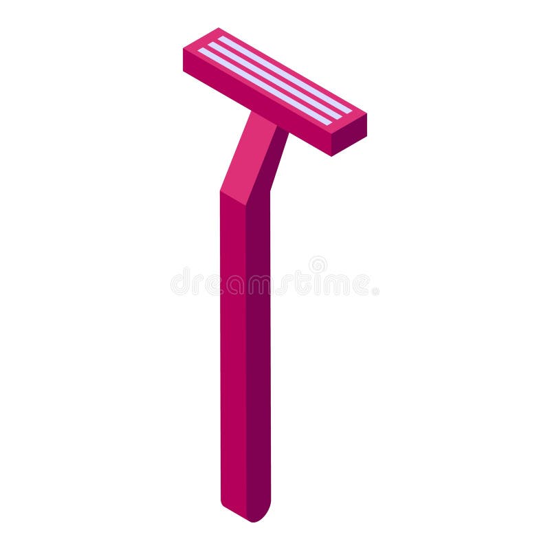 Pink Razor Standing Up Isometric Illustration for Hygiene Stock Vector ...