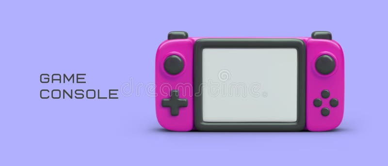 Pink Realistic Game Console with Blank Screen. Vector Advertising ...
