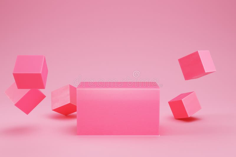 Pink Rectangle Pedestal with Box Shape Geometry for Product Display ...