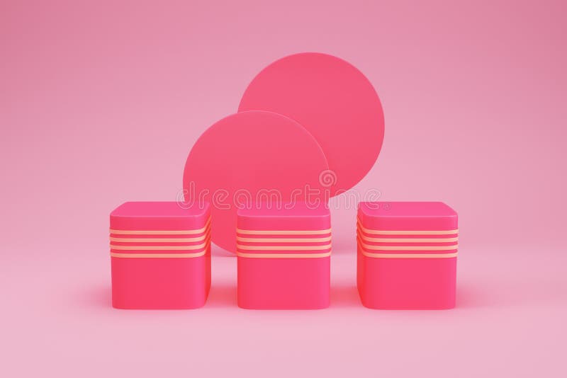 Pink Rectangle Pedestal with Cylinder Shape Geometry for Product ...