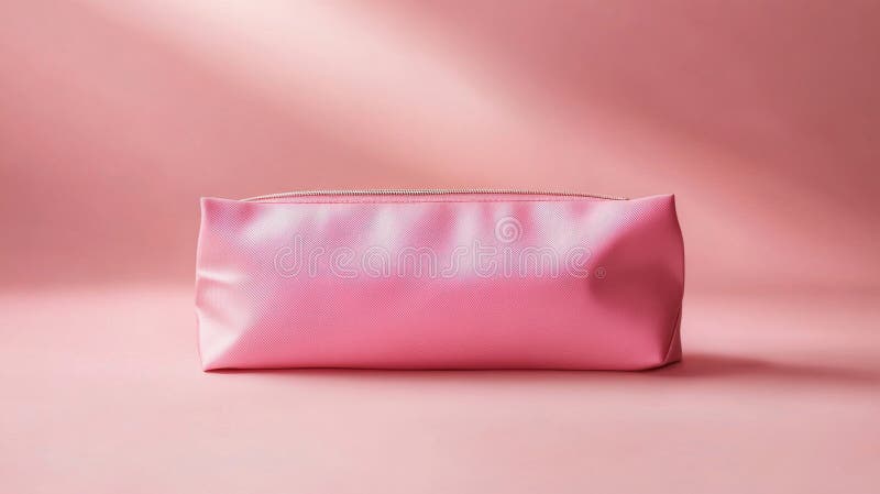 Pink Rectangular Cosmetic Pouch on Pink Background Stock Illustration ...