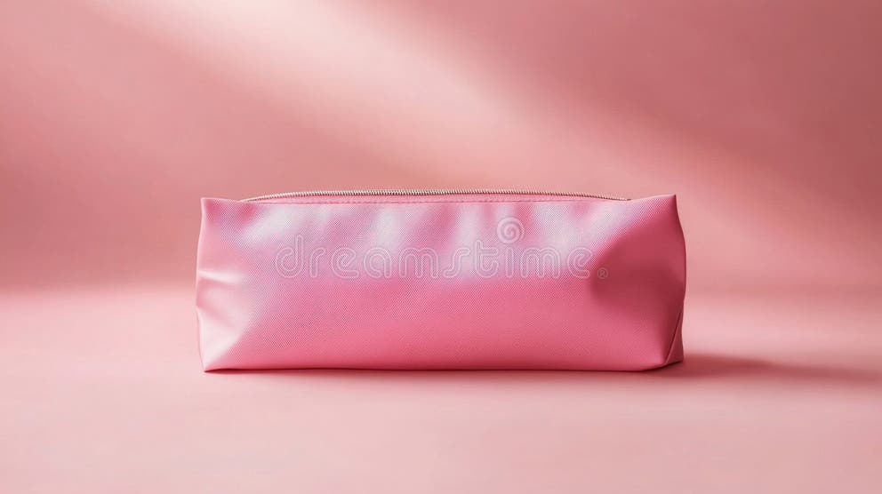 Pink Rectangular Cosmetic Pouch on Pink Background Stock Illustration ...