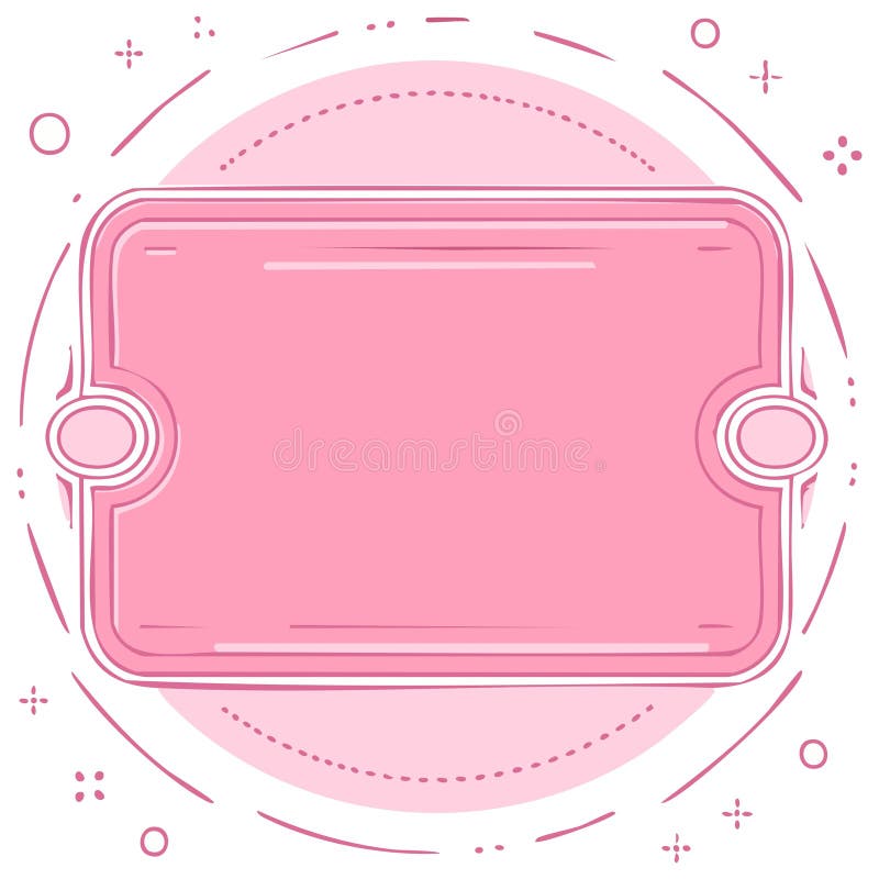 Pink Rectangular Frame with Decorative Elements, Border and Hand Drawn ...