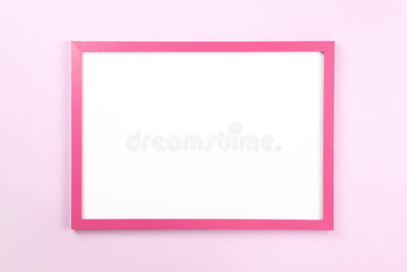 Pink Rectangular Frame with Empty Clean White Center on Pastel Pink ...