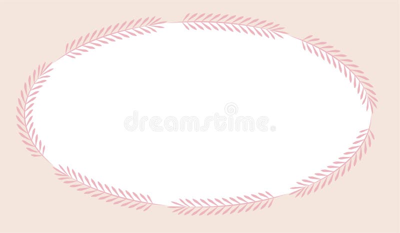 Pink Rectangular Frame with Simple Gray Oval Leaves Stock Illustration ...