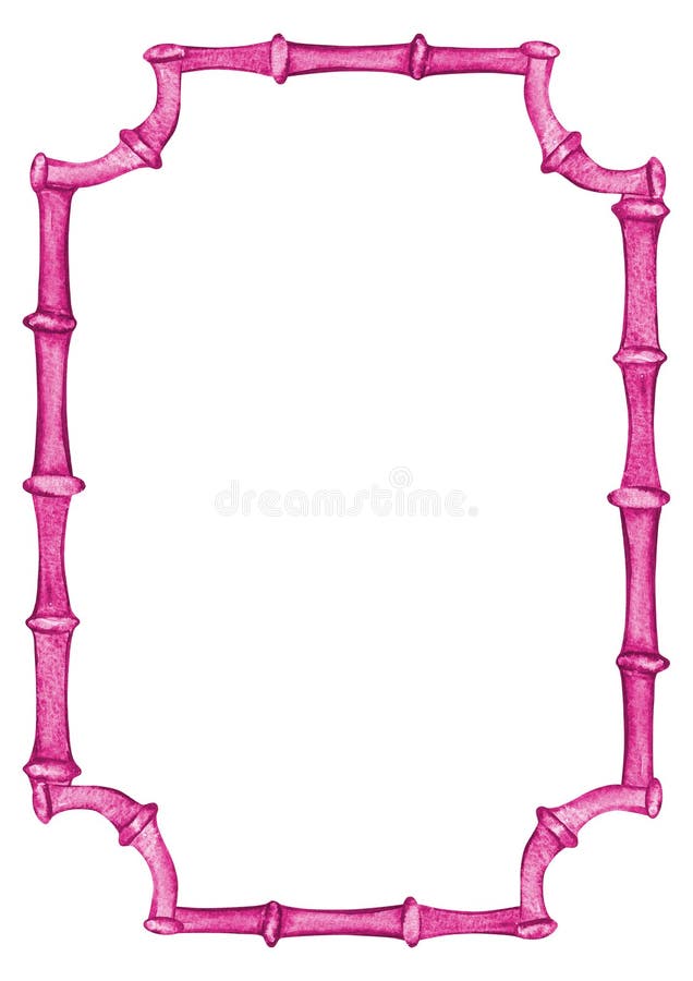 Pink Rectangular Frame of Watercolor Bamboo Stems, Border for Design ...