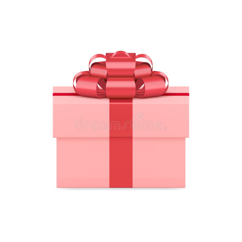 Pink Rectangular Gift Box with Luxury Red Bow Ribbon Pack 3d Icon ...