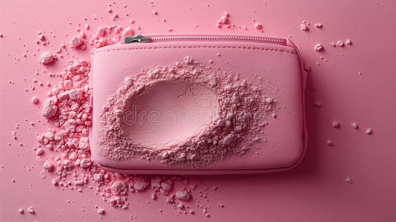 Pink Pouch with Beauty Powder – Clean Cosmetic Product Flat Lay ...