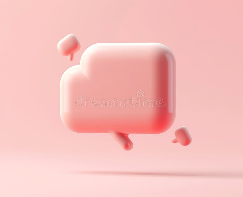 Pink Rectangular Speech Bubble Icon Floating Against a Pastel ...