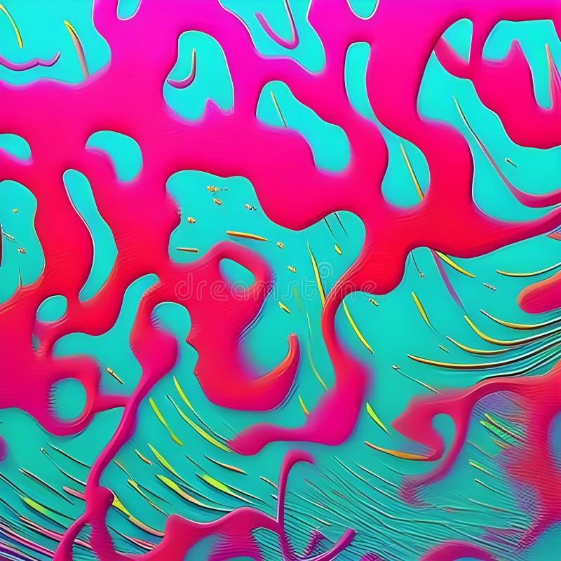 Pink and Red Abstract Pattern on a Light Blue Brushed Watercolor ...