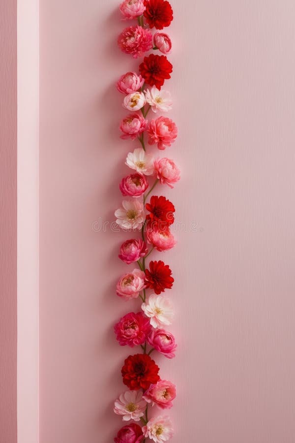 Pink and Red Flowers Corner Border on Pink Background. Stock Photo ...