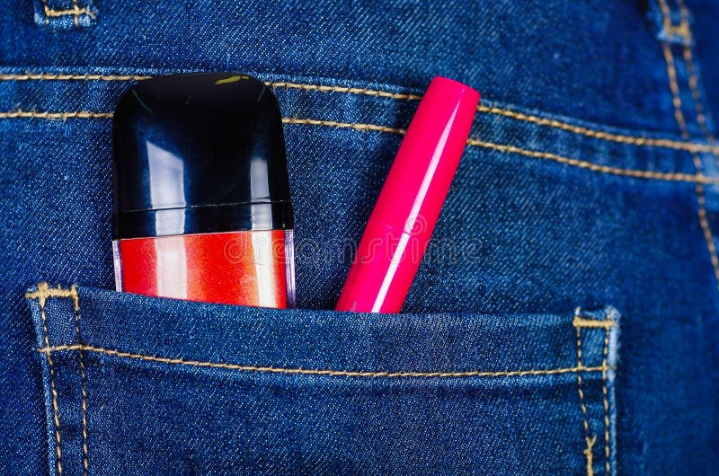Pink and Red Lipstick Inside of Jeans Back Pocket Stock Photo - Image ...