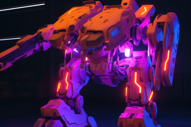 Pink and Red Mecha Giant Robot with Lights, Created Using Generative Ai ...