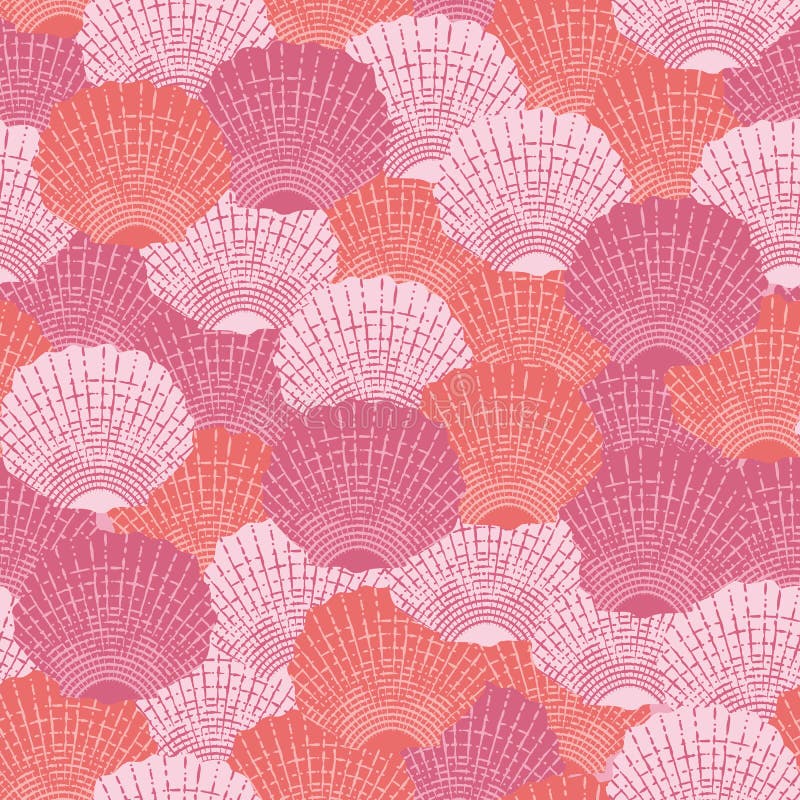 Pink and Red Overlapping Scallop Sea Shells Seamless Pattern Background ...