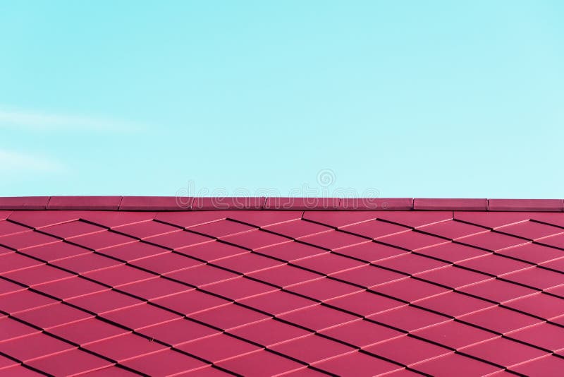 Pink Red Roof Top Textured Architecture with Blue Abstract Background ...