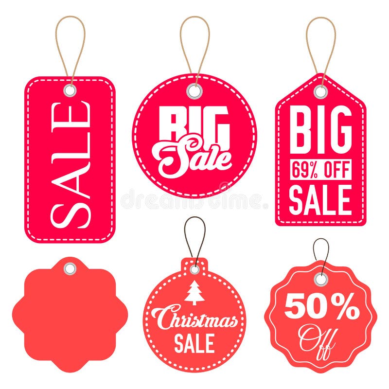 Pink and Red Sale Tags Vector Set Isolated Stock Vector - Illustration ...