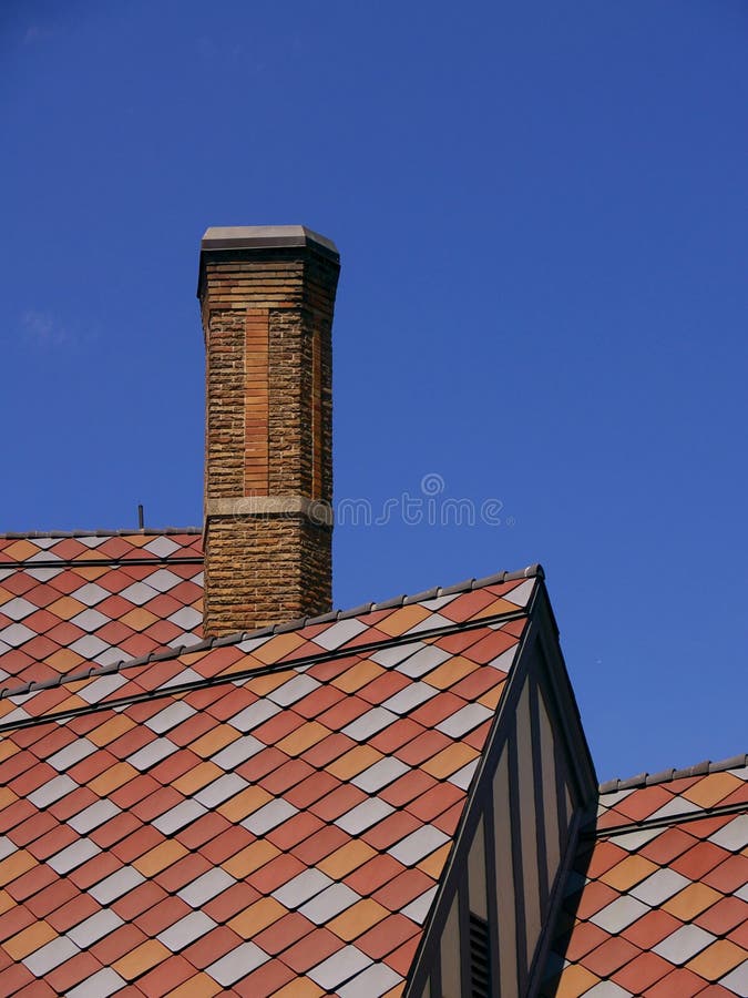 Pink and Red Tile Shingles on a Roof Stock Image - Image of ...