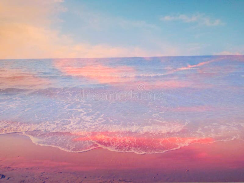 Pink Reflection on the Beach Stock Photo - Image of beach, wallpaper ...