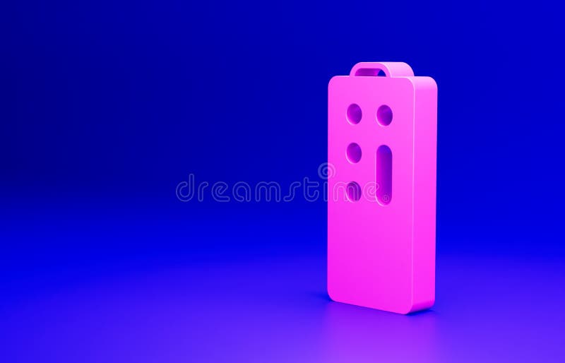 Pink Remote Control Icon Isolated on Blue Background. Minimalism ...