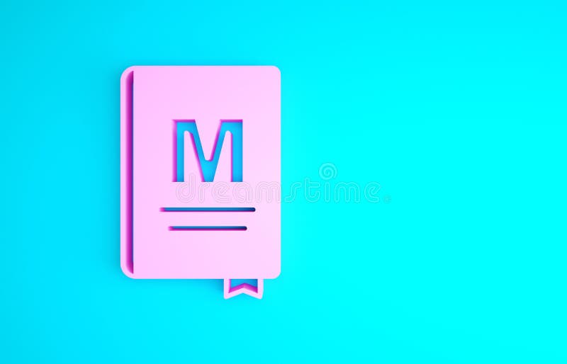 Pink Restaurant Cafe Menu Icon Isolated on Blue Background. Minimalism ...