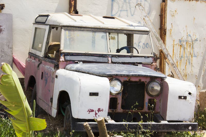 Pink Retro Car editorial photo. Image of rust, junkyard - 64381751