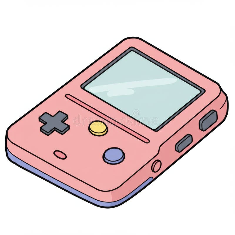Pink Retro Handheld Game Console Illustration Stock Illustration ...