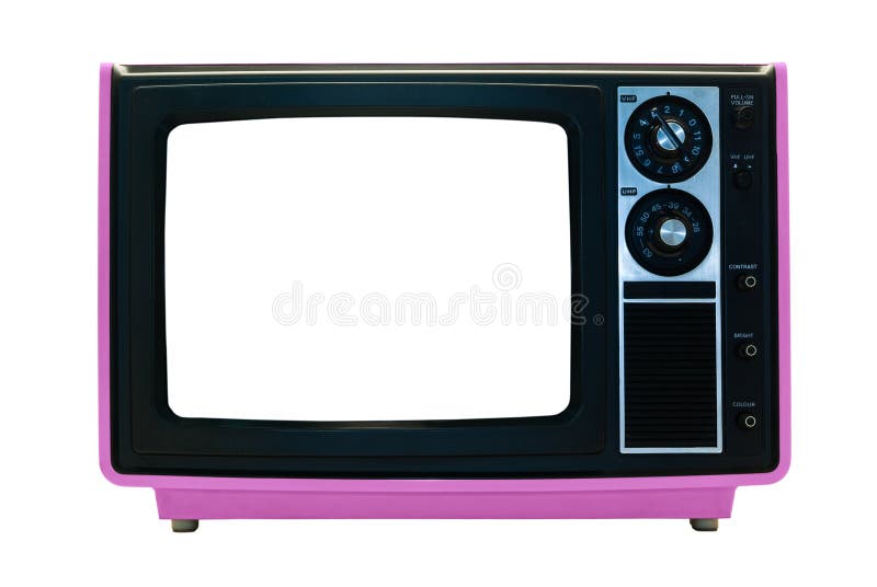 Pink Retro TV Isolated with Clipping Paths Stock Image - Image of ...