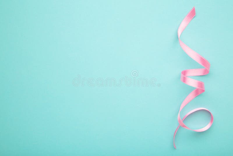 Pink Ribbon on Blue Background, Design Element Stock Photo - Image of ...