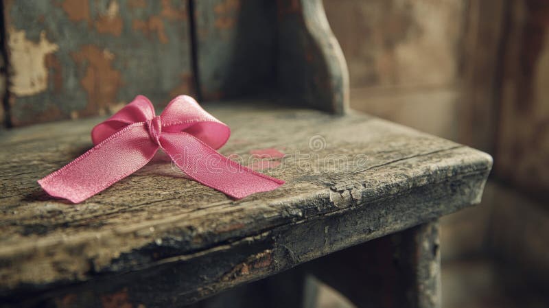 Pink Ribbon Bow on Rustic Wooden Chair Stock Illustration ...