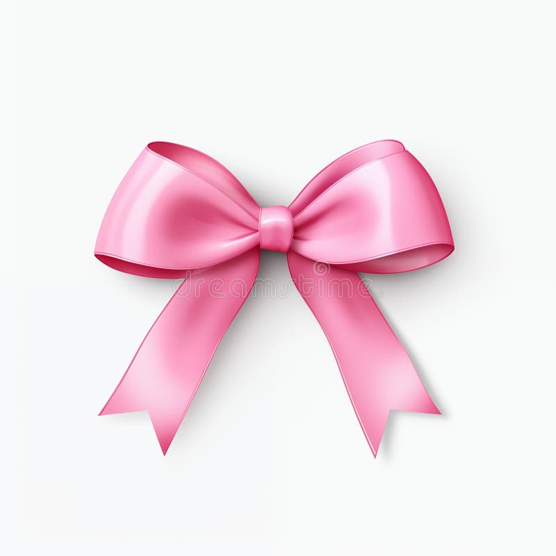 Pink Ribbon Bow with Smooth Texture on a White Background Stock ...